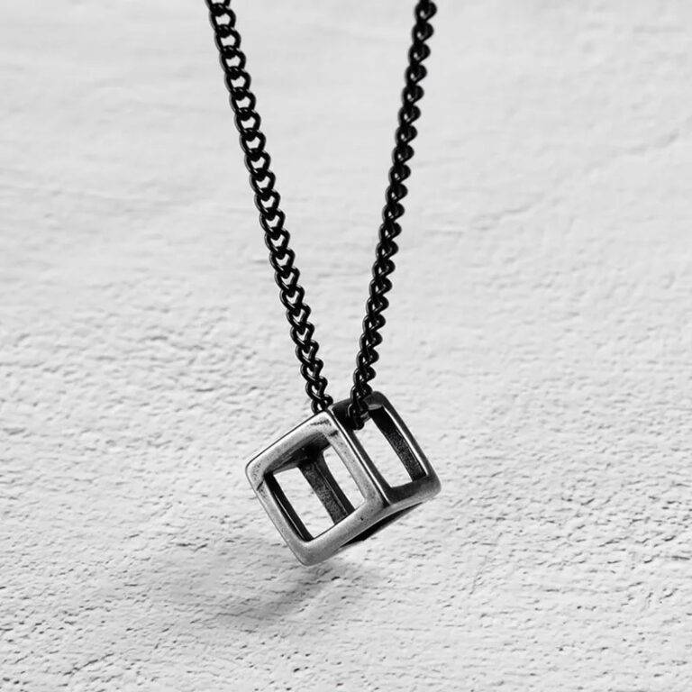 Men's Square Cube Rubik's Cube Pendant Necklace - Jewelry Reimagine