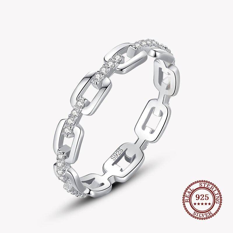 925 Sterling Silver Link Chains Stackable Ring - Jewelry Reimagine