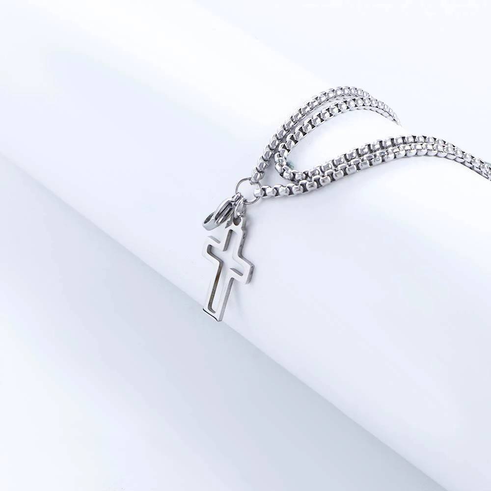 Double Rolo Chains with Cross Wrist Bracelet - Jewelry Reimagine